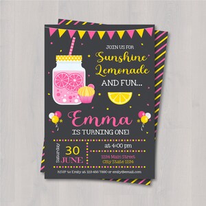 EDITABLE, Lemonade Birthday Invitation, Lemonade Party, Sunshine and ...