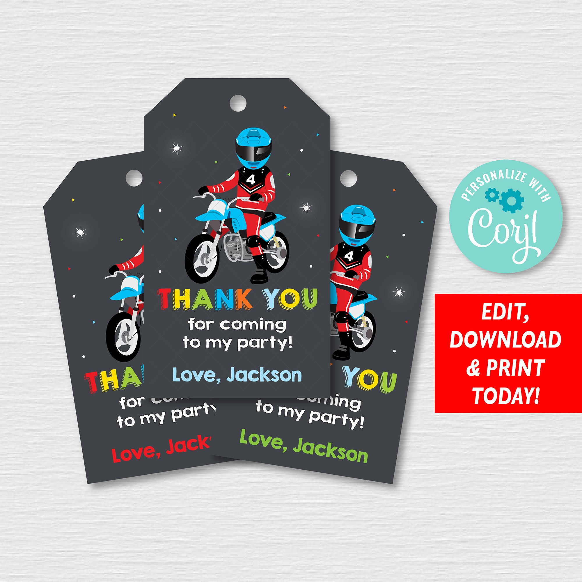Editable Motocross Favor Tags Motocross Party Dirt Bike - Etsy