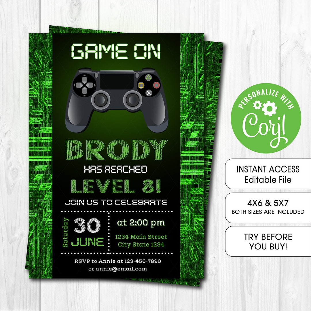 EDITABLE Video Game Invitation Video Game Birthday Video - Etsy
