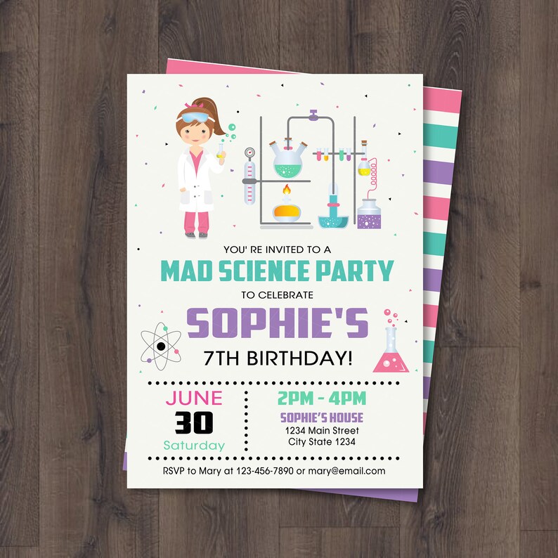 Editable Science Party Invitation Mad Science Birthday - Etsy