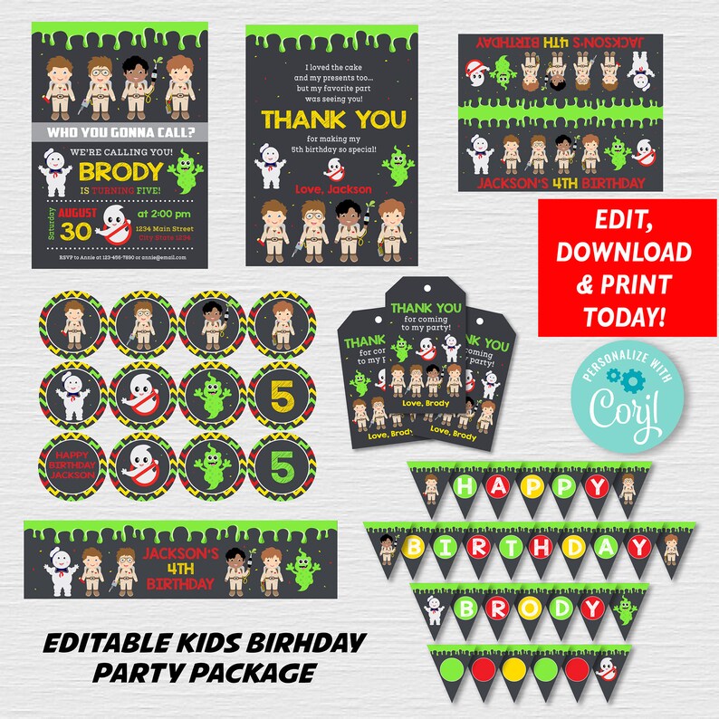 Editable Kids Birthday Printable Package Kids Birthday - Etsy