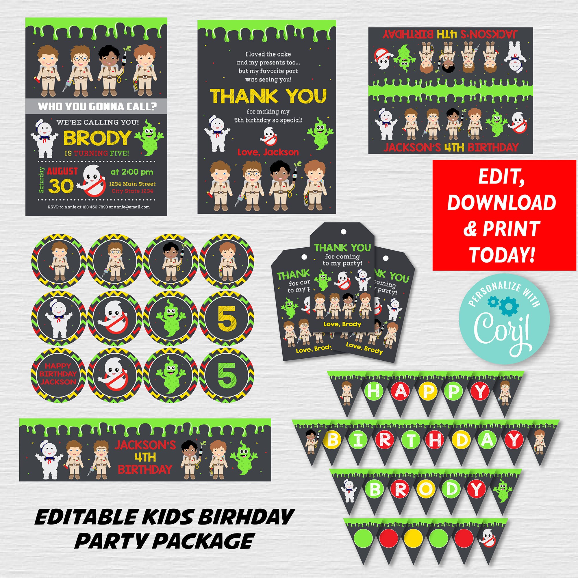 Editable Kids Birthday Printable Package Kids Birthday - Etsy
