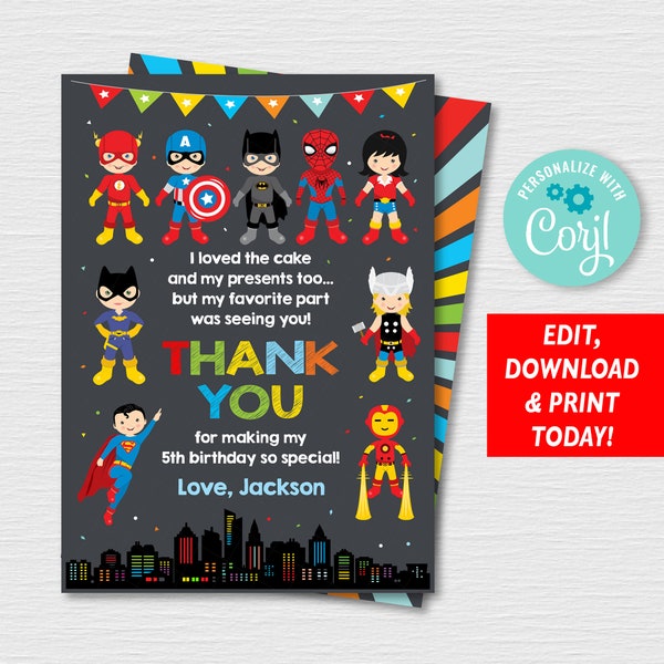 Superhero Thank You - Etsy