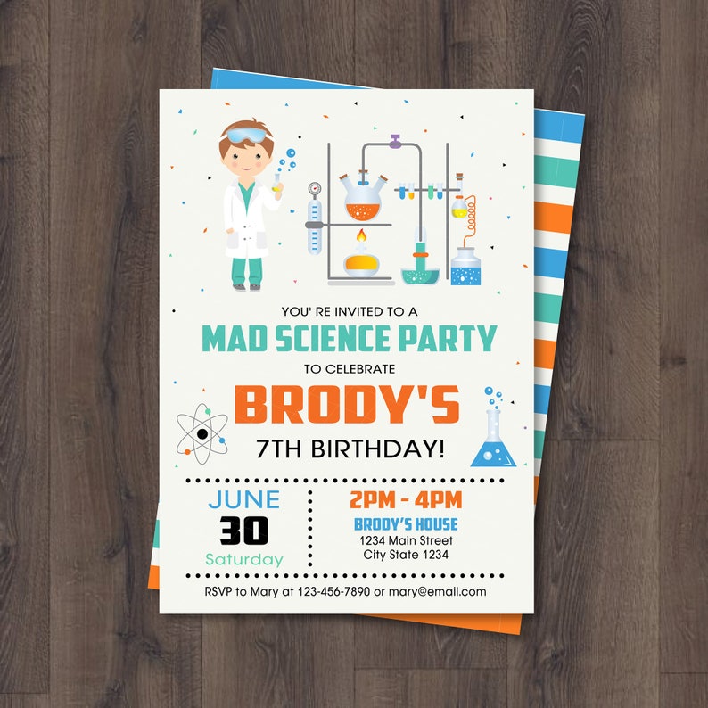 Editable Science Party Invitation Mad Science Birthday - Etsy