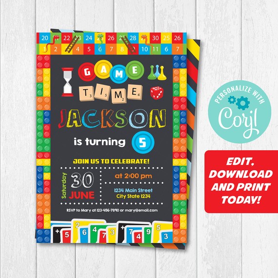 Board Game Themed Invitations