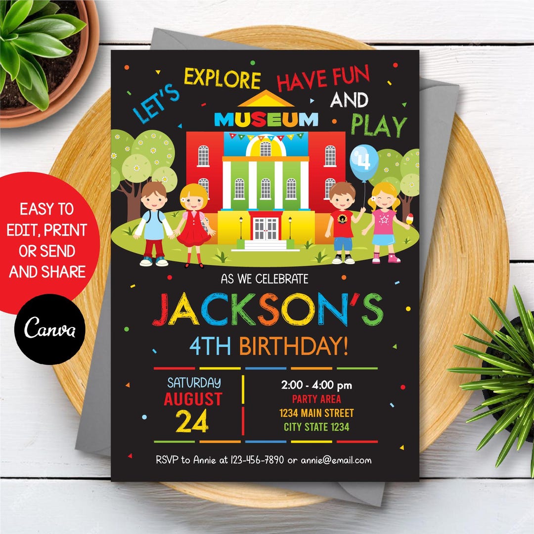 Editable Children's Museum Birthday Invitation, Science Museum ...