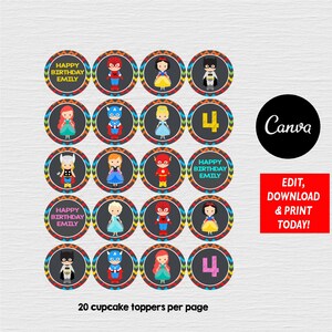 EDITABLE Princess and Superhero Birthday Printable Package, Princesses ...