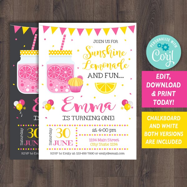 Pink Lemonade Invite - Etsy