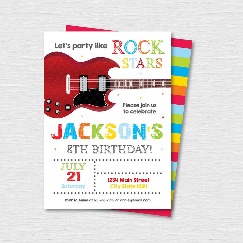 Editable Rock Star Birthday Invitation Rock Stars Party - Etsy