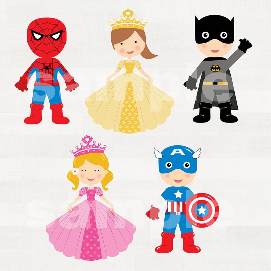Superheroes and Princesses Centerpieces, Superhero Wall Decor, Princess ...
