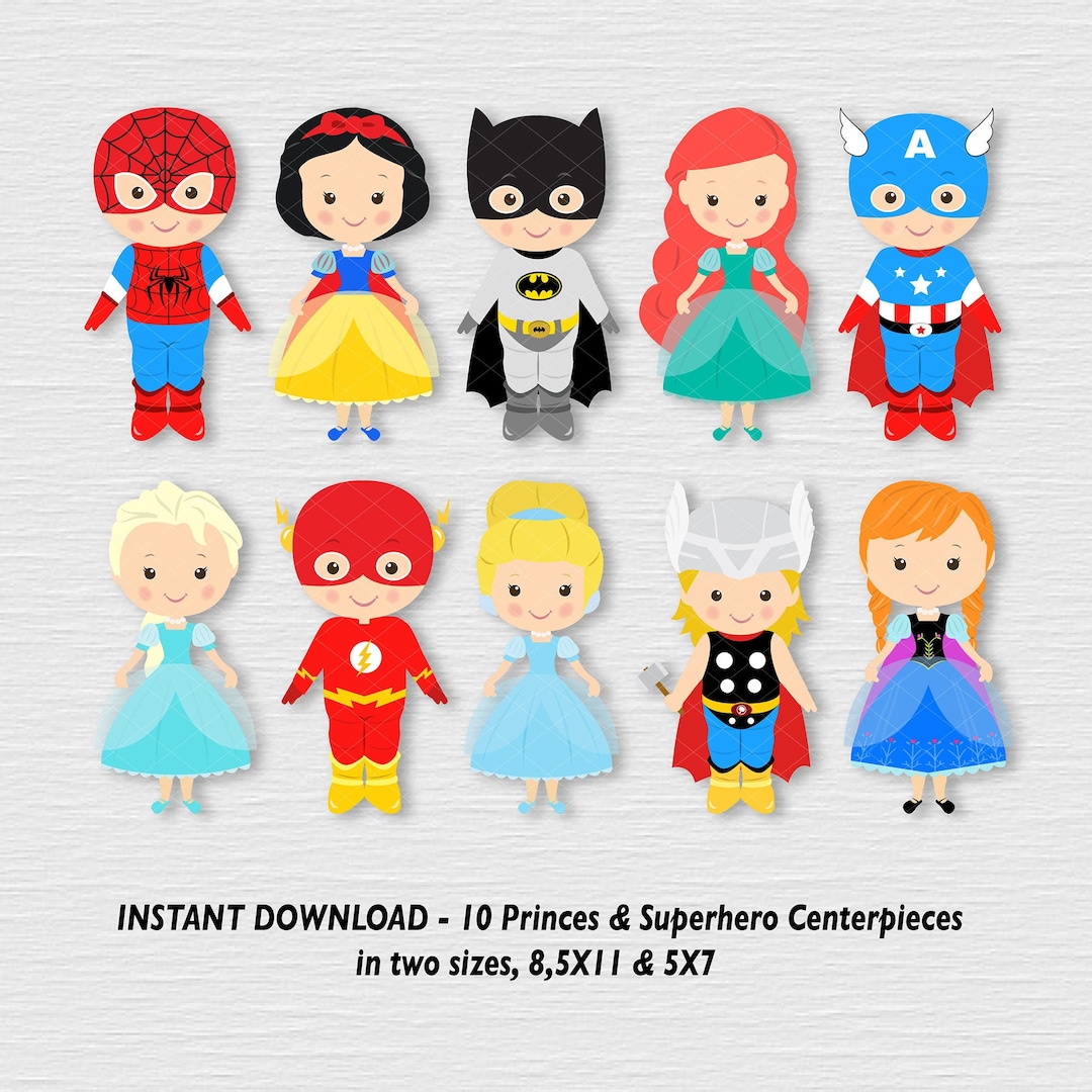 Superhero and Princess Centerpieces, Superheroes and Princesses Cake ...