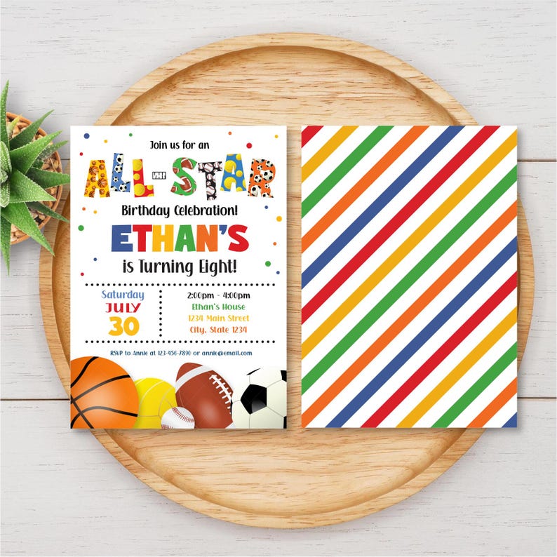 Editable All-star Birthday Invitation, All-star Party, Sports Birthday ...