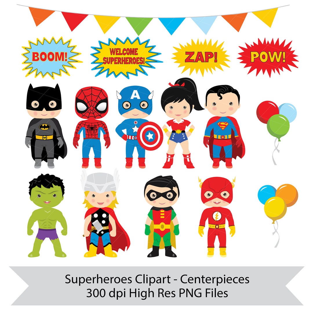 Superhero Centerpieces, Superheroes Cake Topper, Superhero Party ...