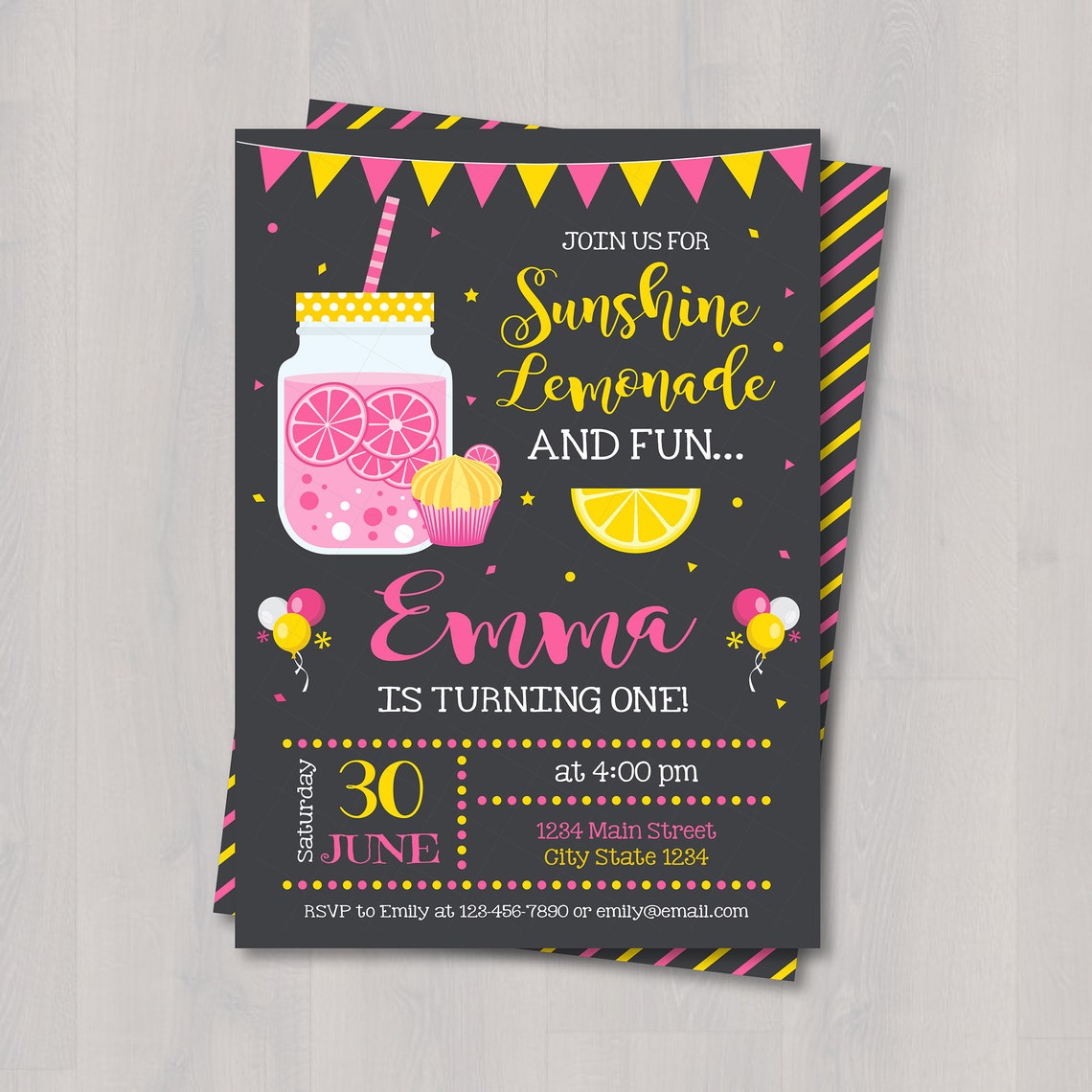 EDITABLE Lemonade Birthday Invitation Lemonade Party | Etsy