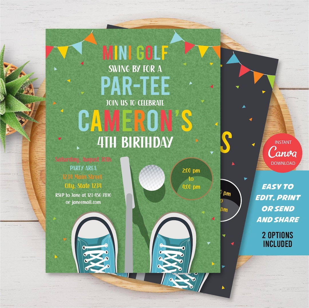 Editable Mini Golf Birthday Invitation, Boys Golf Party, Boys Golf ...