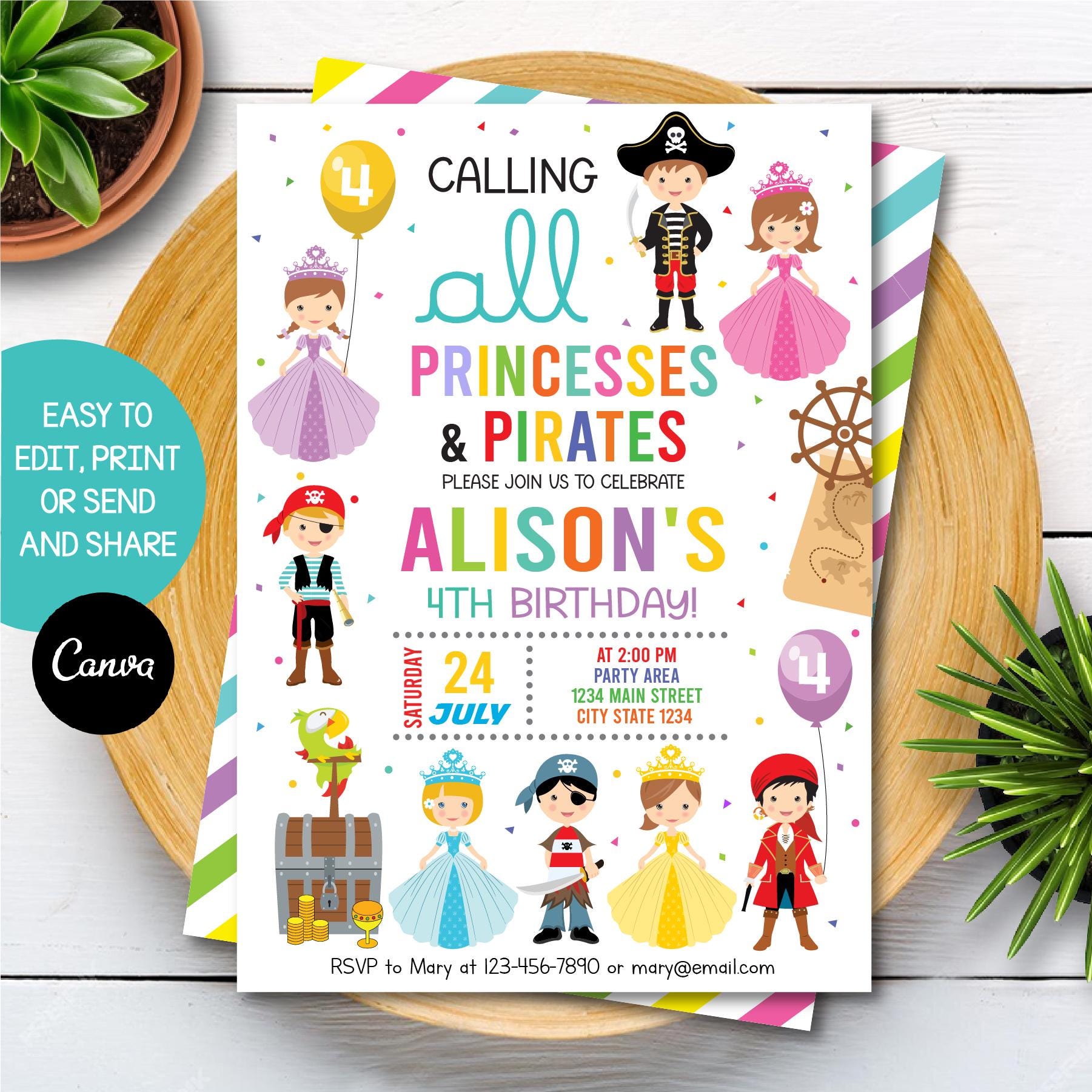 Pirate Princess Birthday Invitation Templates
