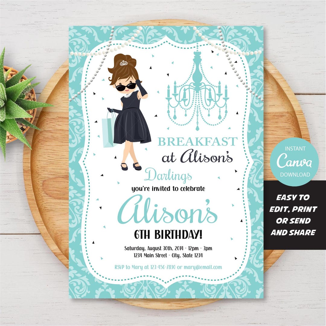 Editable Breakfast at Tiffany's Invitation, Breakfast at Tiffany's ...