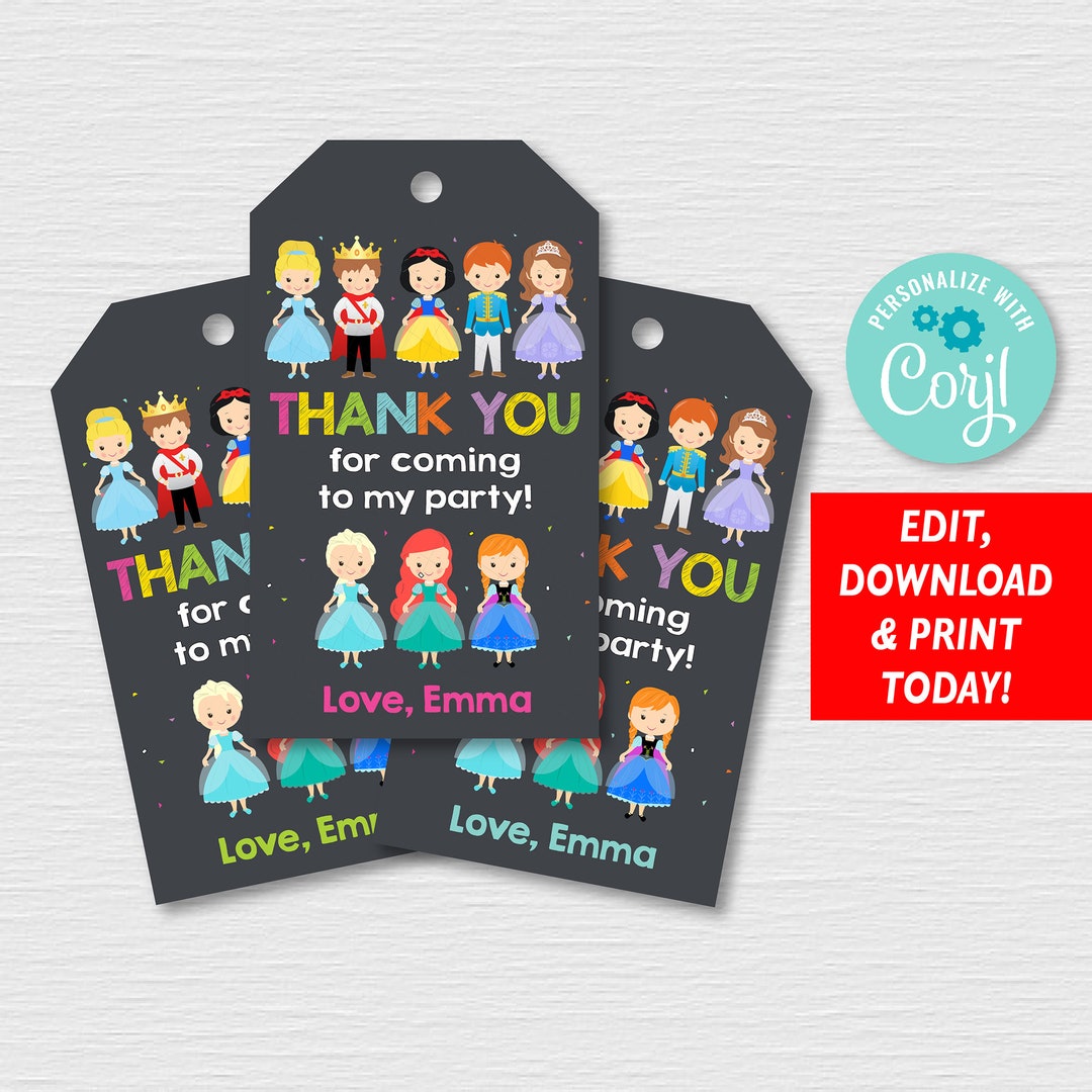 Self Editable Princes and Princesses Favor Tags Princes and - Etsy