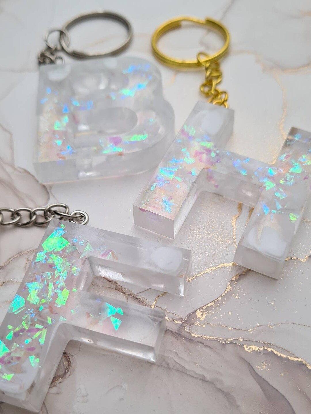 AURORA Personalized Resin Letter Keyring Handmade - Etsy