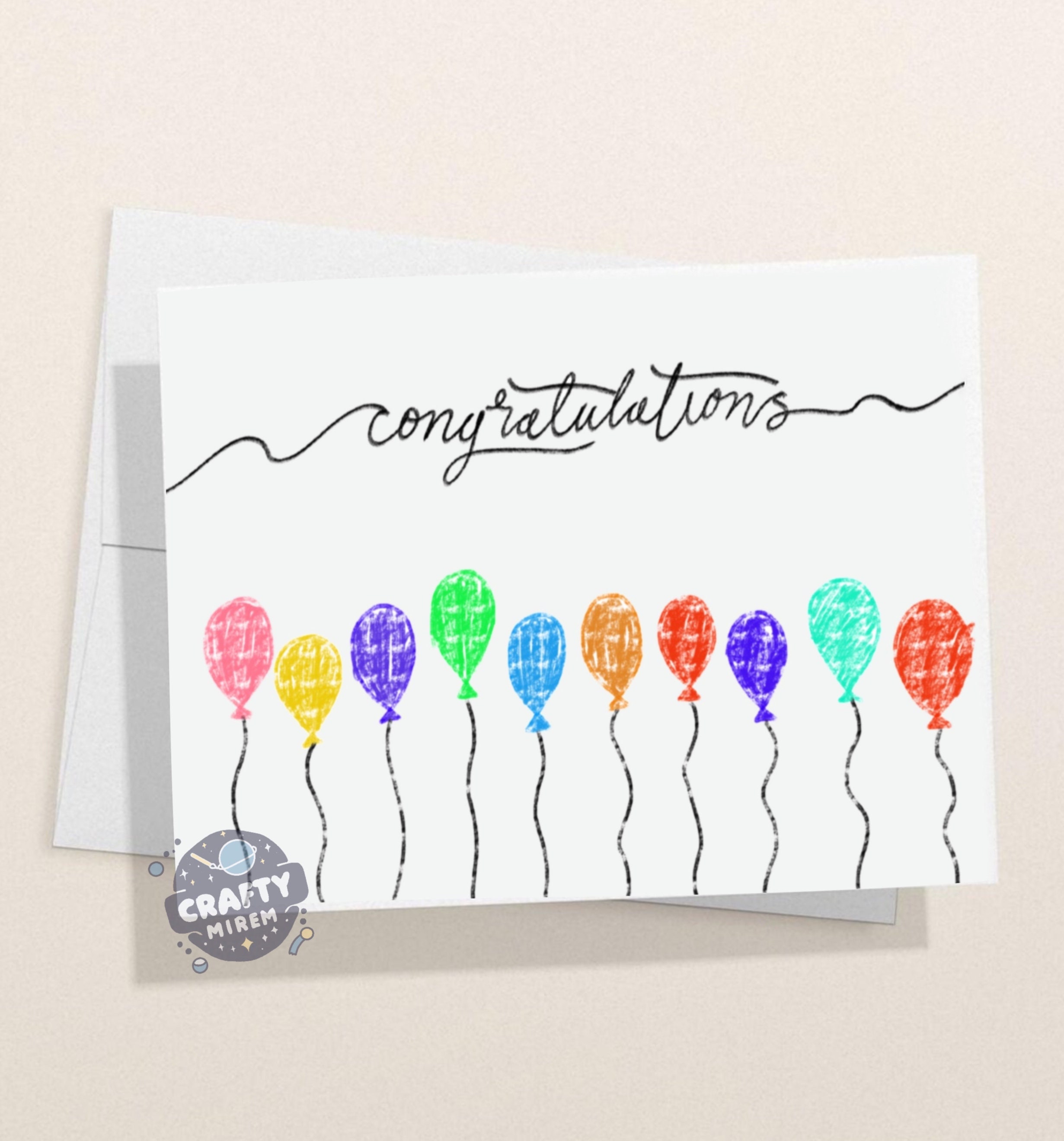 Congratulations Crayon Drawn Printable Digital Card Download *colorful ...