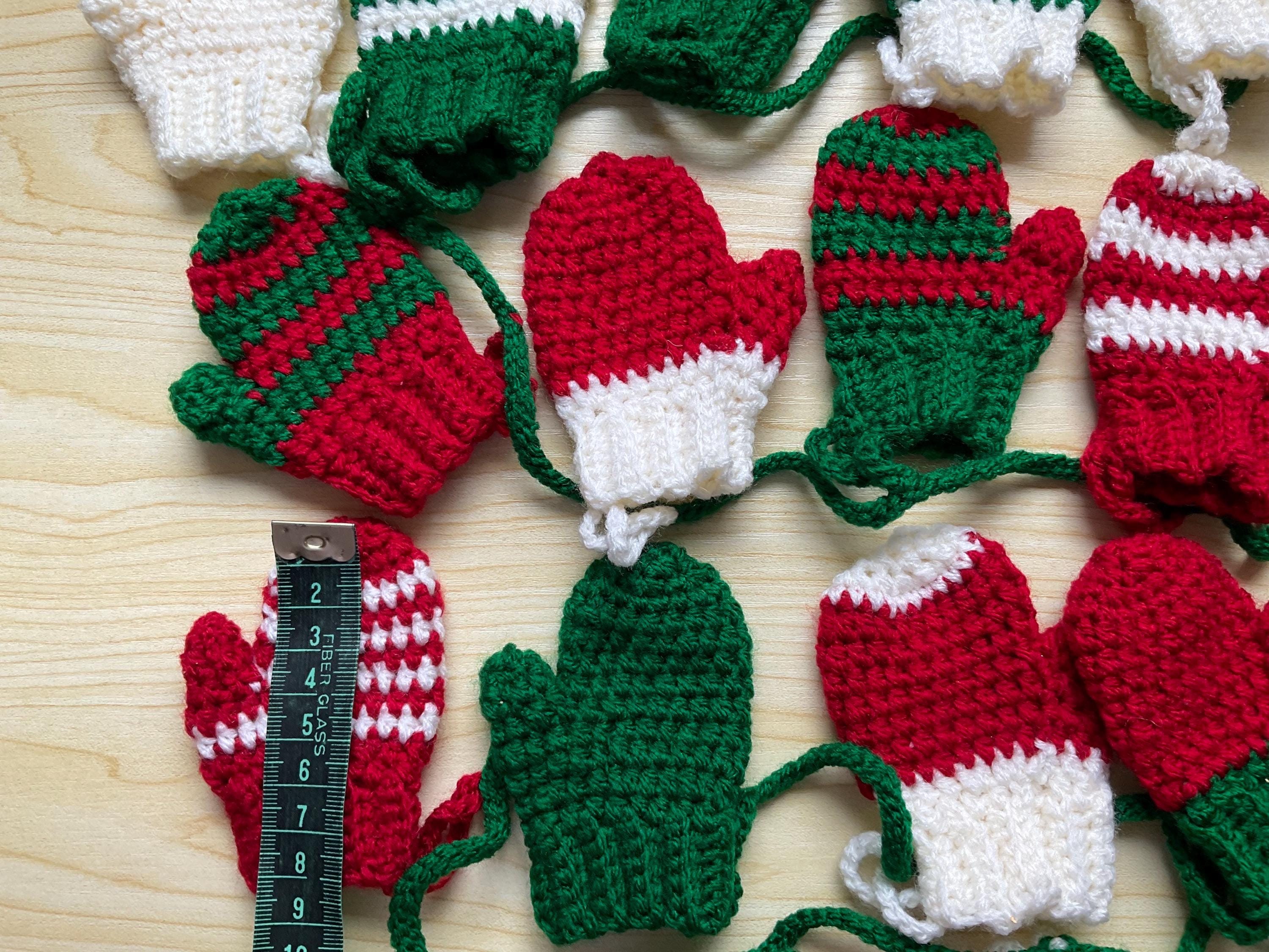 Handmade Crochet Miniature Mittens Advent Garland - Etsy