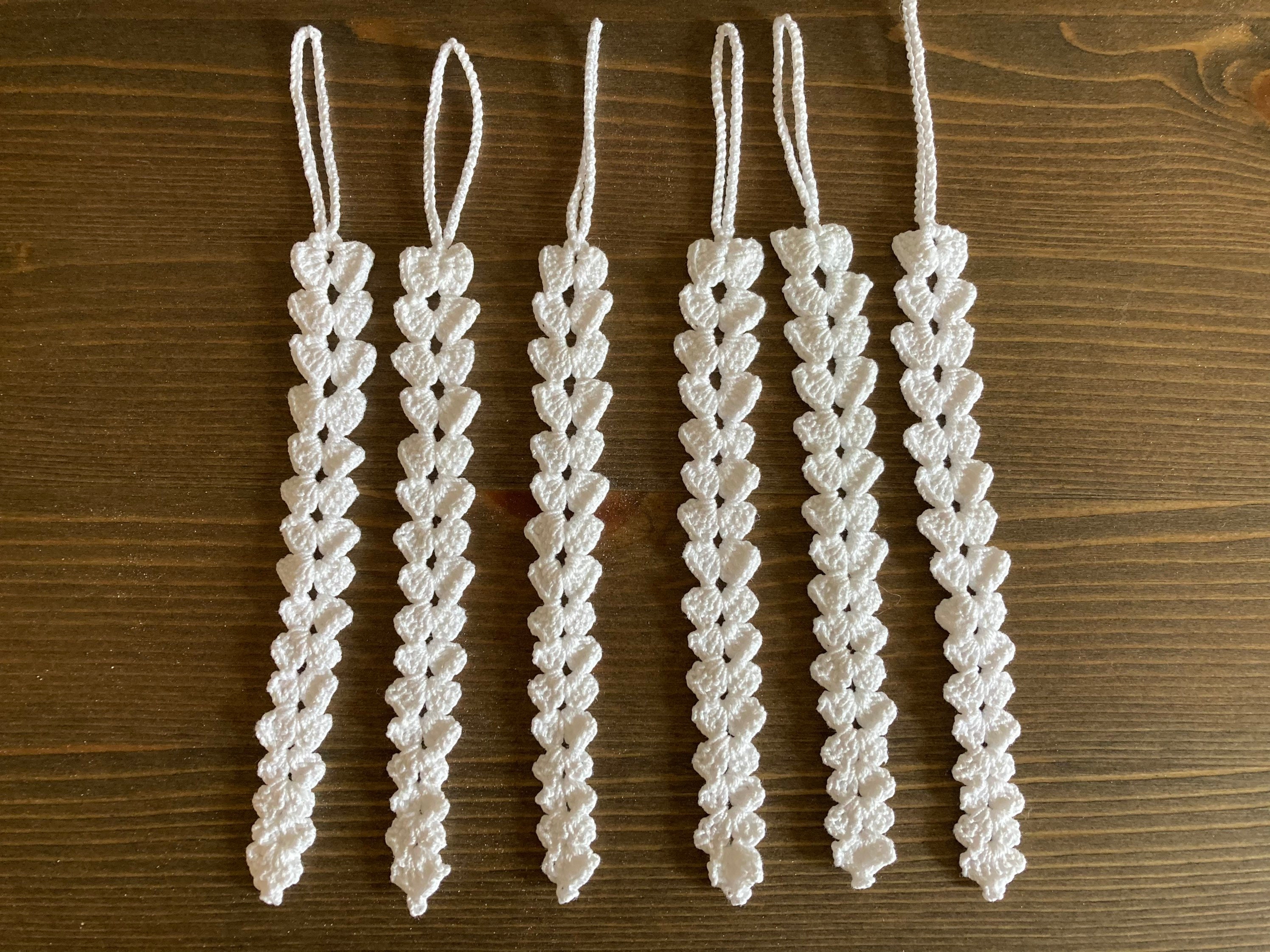 Handmade Crochet Icicle Christmas Tree Decorations set of 6 - Etsy UK