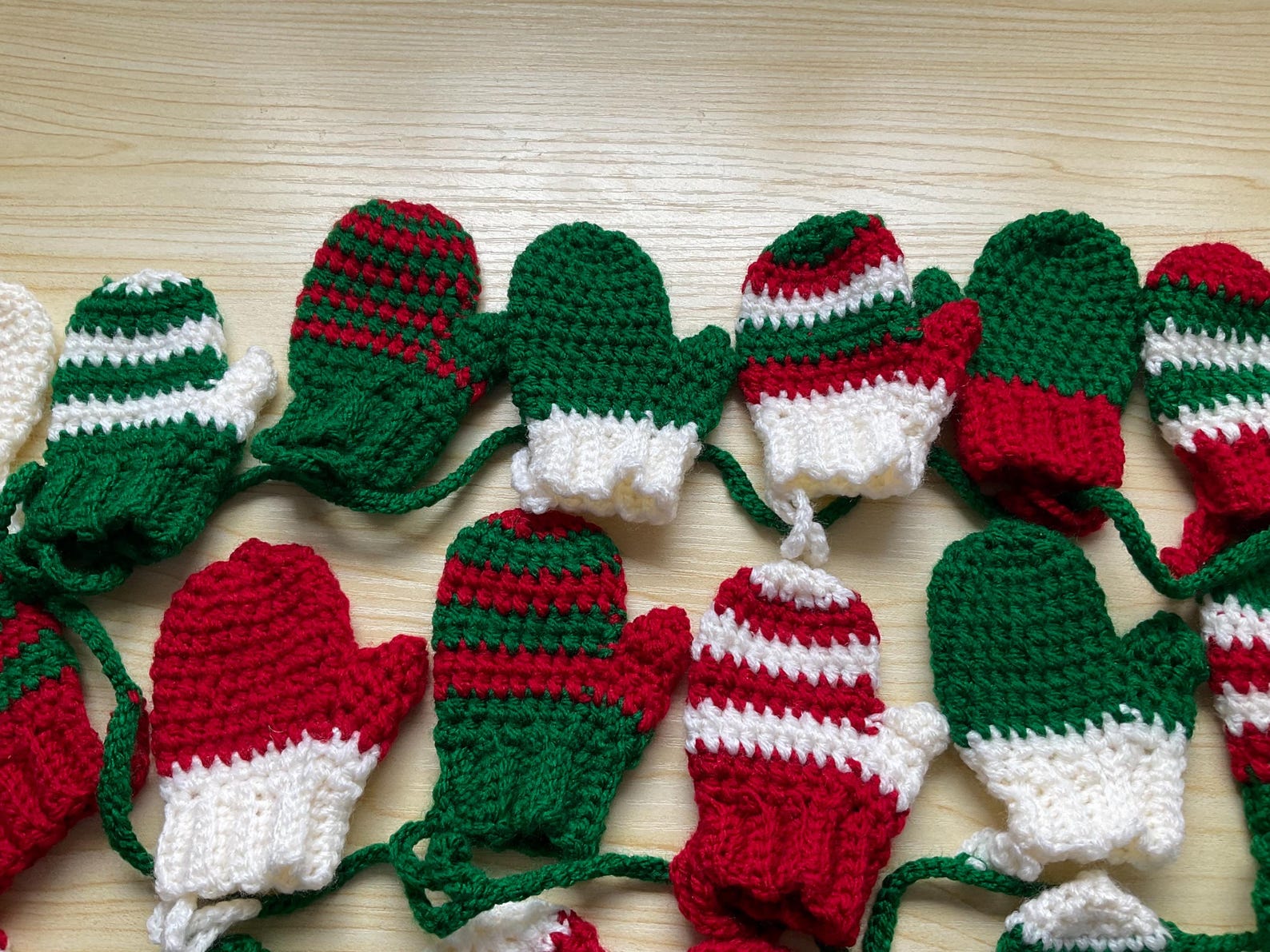 Handmade Crochet Miniature Mittens Advent Garland - Etsy
