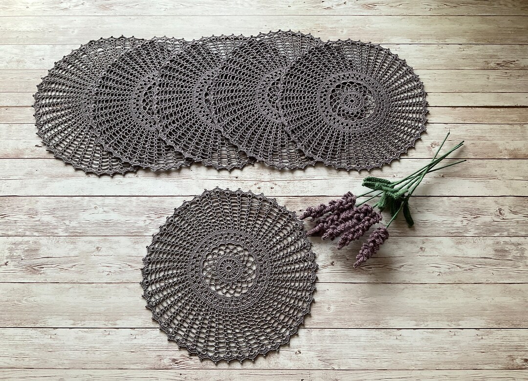 6 Handmade Crochet Doilies (dark Grey) - Etsy
