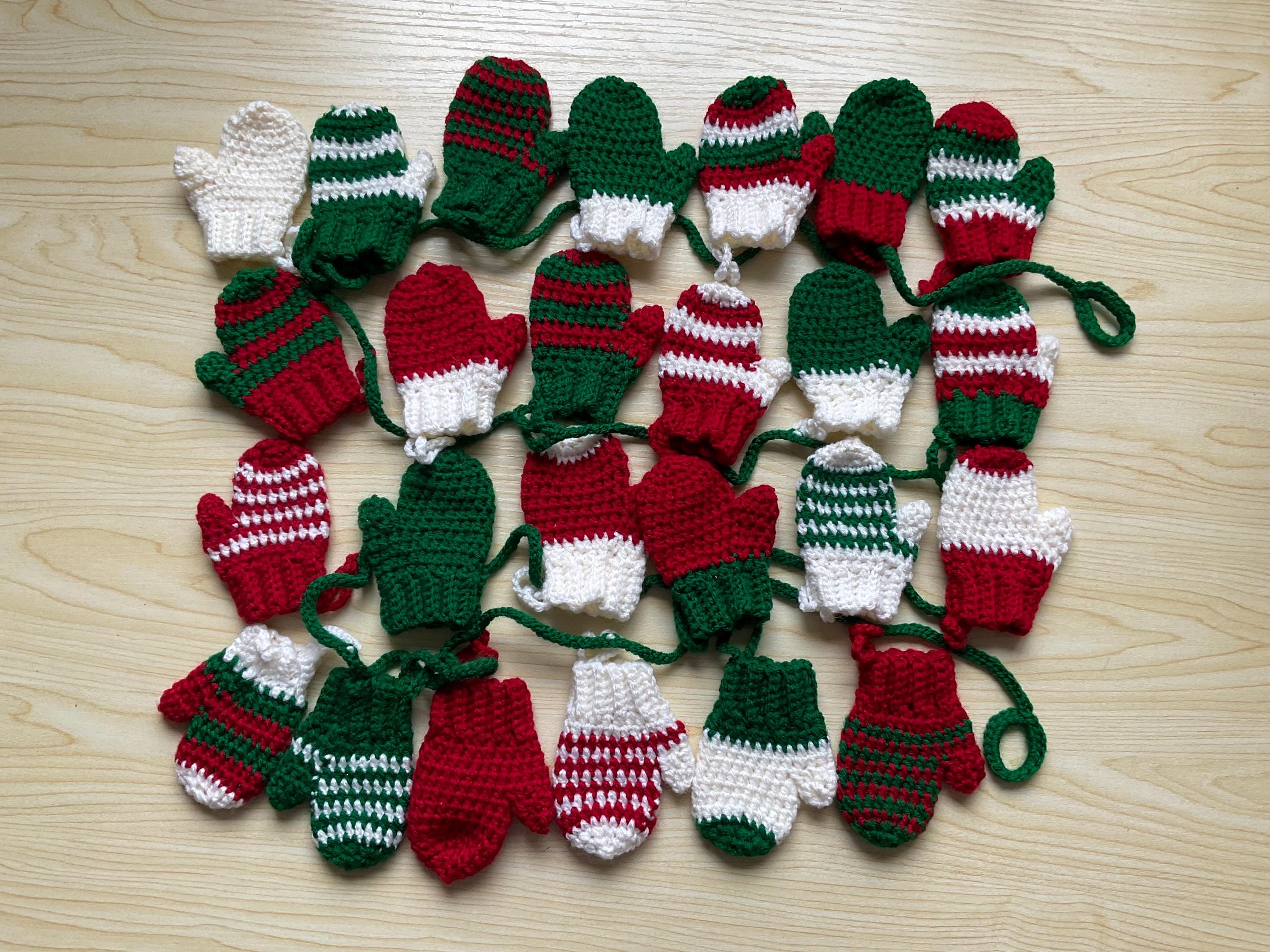Handmade Crochet Miniature Mittens Advent Garland - Etsy