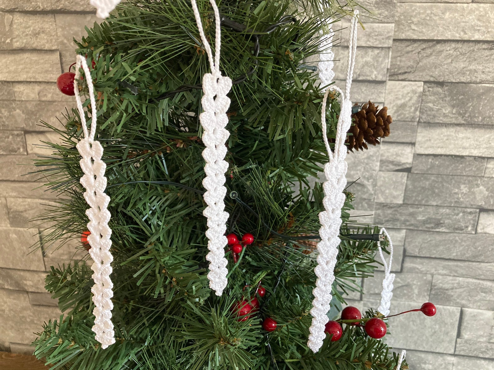 Handmade Crochet Icicle Christmas Tree Decorations (set of 6) - Etsy