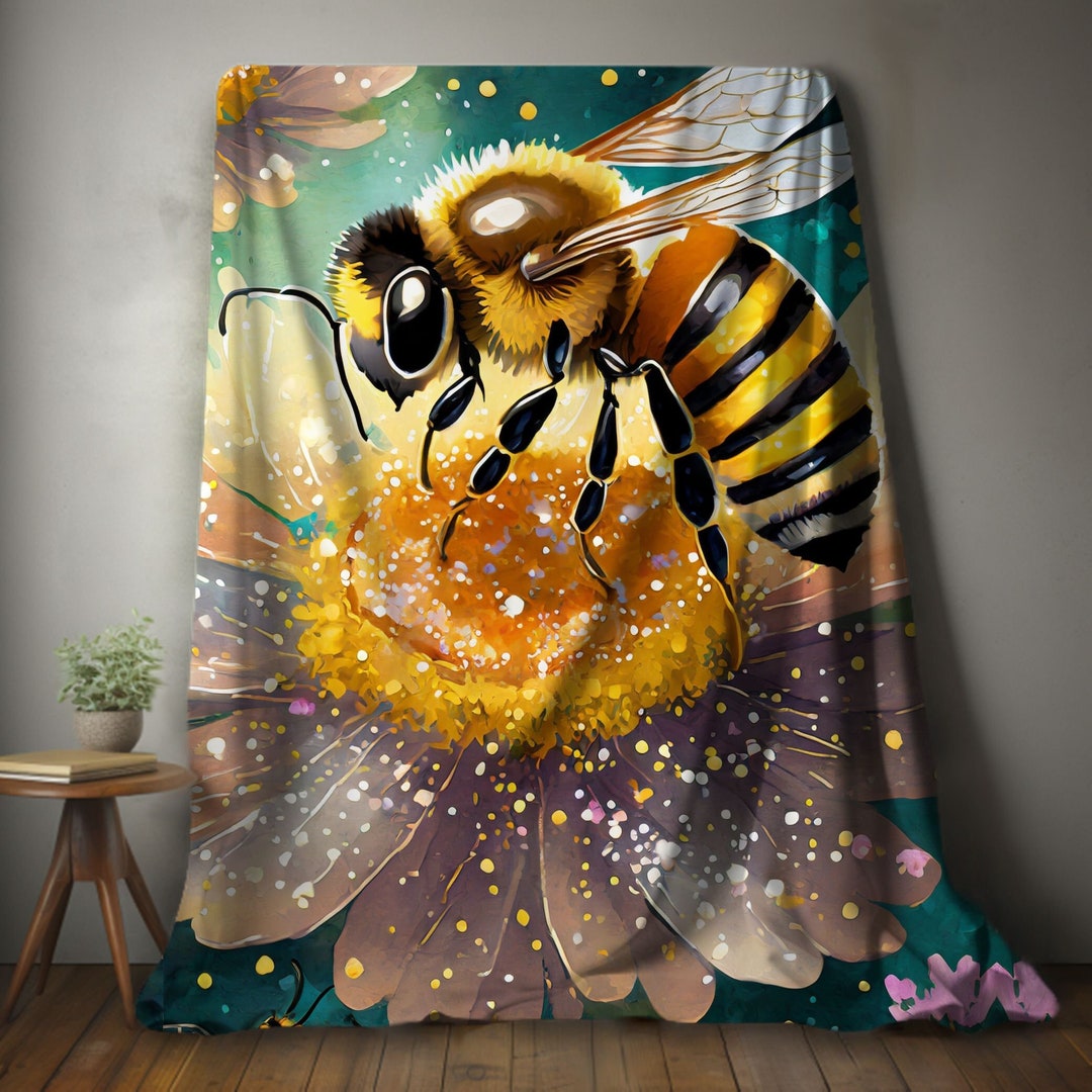 Flower Dust Bee Plush Blanket, Beekeeper Gift, Bee Lover Gift, Bee ...