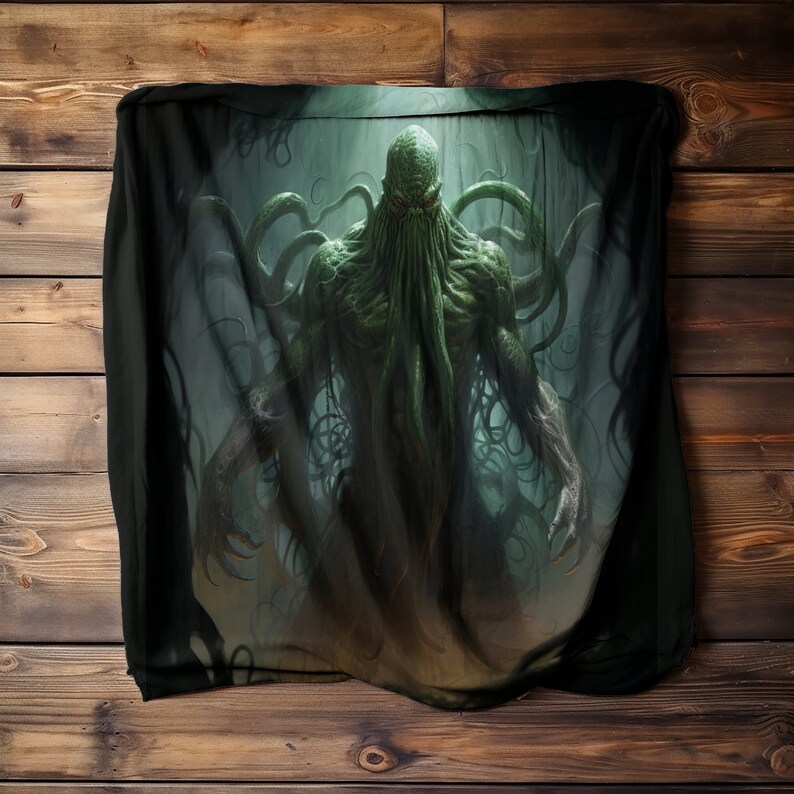 Cthulhu Plush Blanket, Octopus Creature Throw, Lovecraftian Home Decor ...
