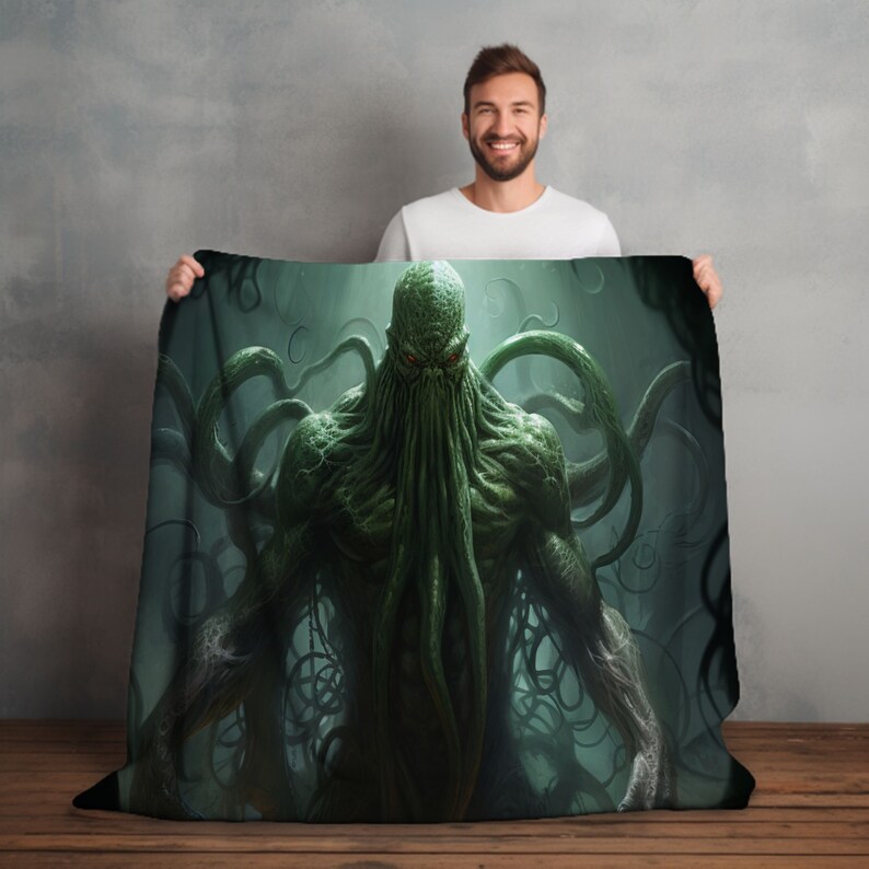 Cthulhu Plush Blanket, Octopus Creature Throw, Lovecraftian Home Decor ...