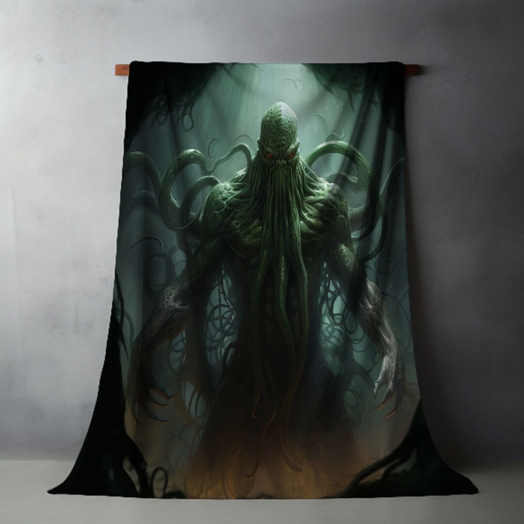 Cthulhu Plush Blanket, Octopus Creature Throw, Lovecraftian Home Decor ...