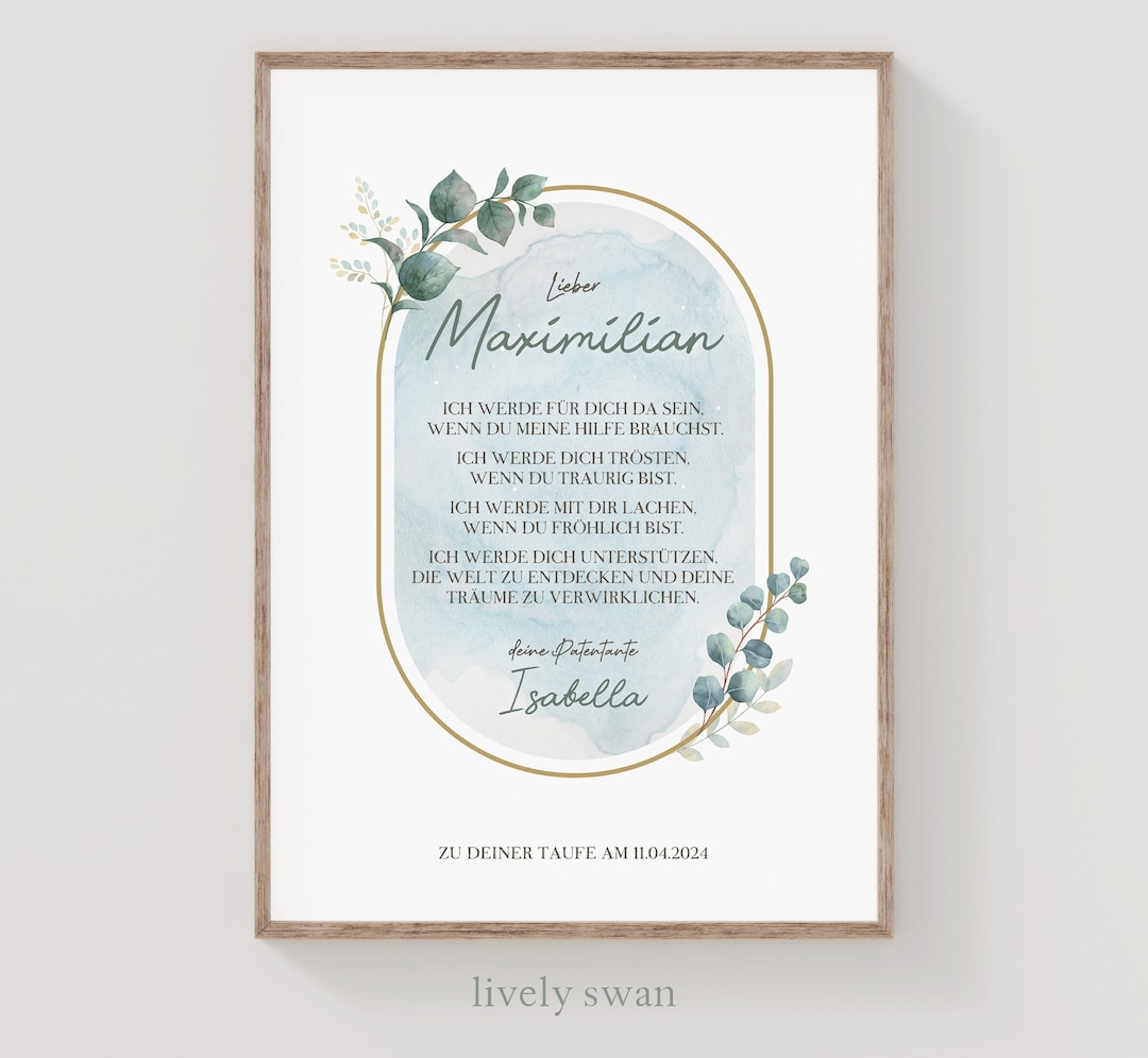 Godparent Letter– Eucalyptus–personalized–godchild–godparent ...
