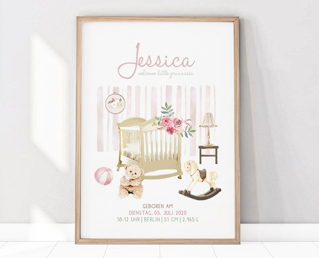 Birth Poster Baby Poster Personalized Girl Baby - Etsy