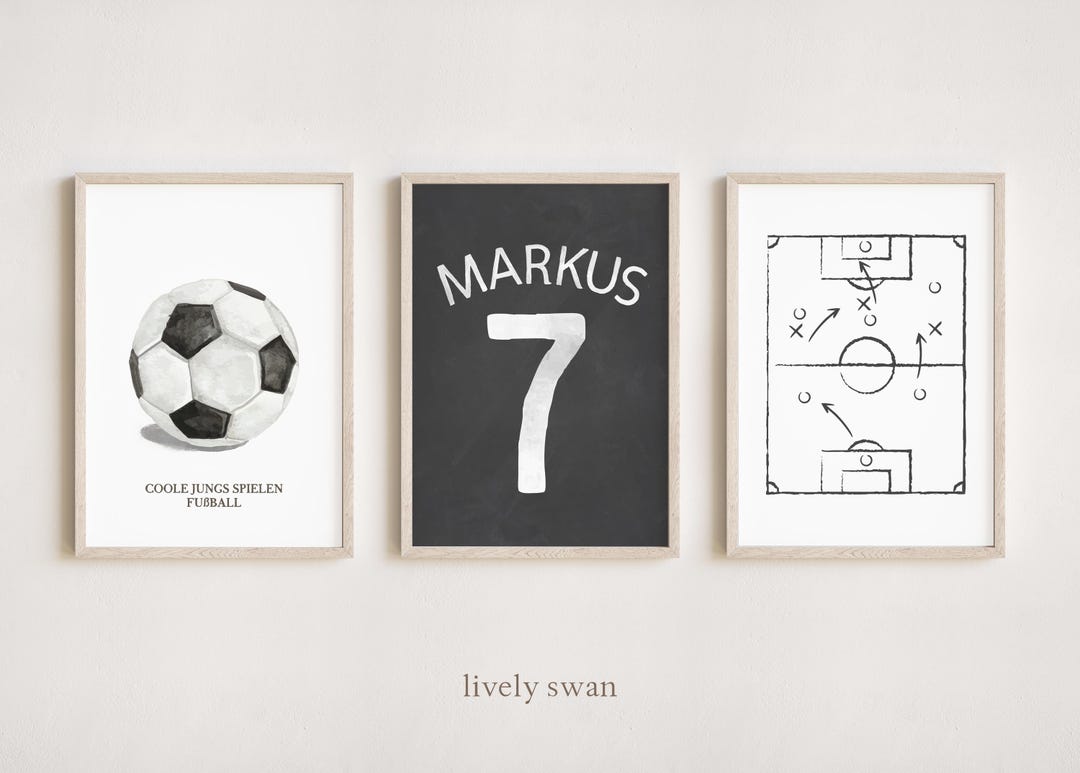 Set of 3 Posters Footballers Football Posters for Children Personalized ...