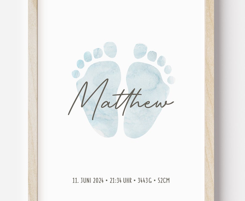 Birth Poster Footprint, Baby Poster Personalized, Gift for Birth, Birth ...