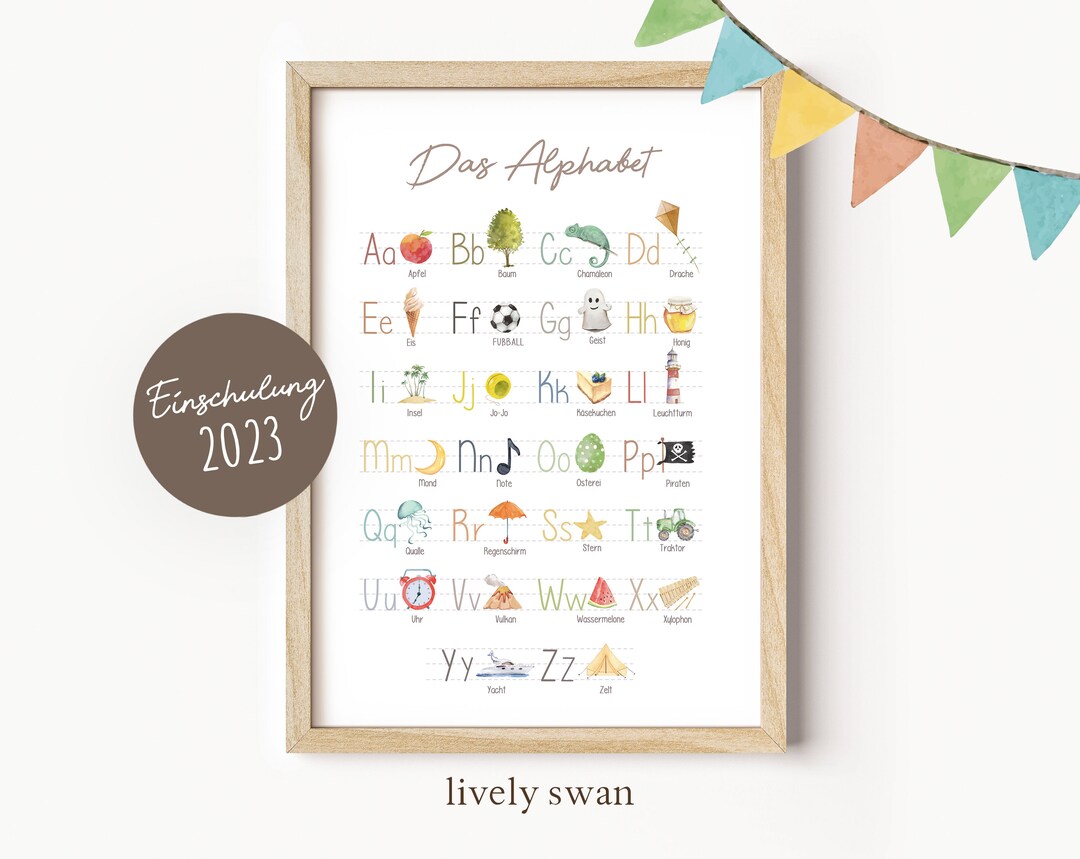 Geschenk zum Schulanfang ABC Poster Das Alphabet Geschenk - Etsy.de