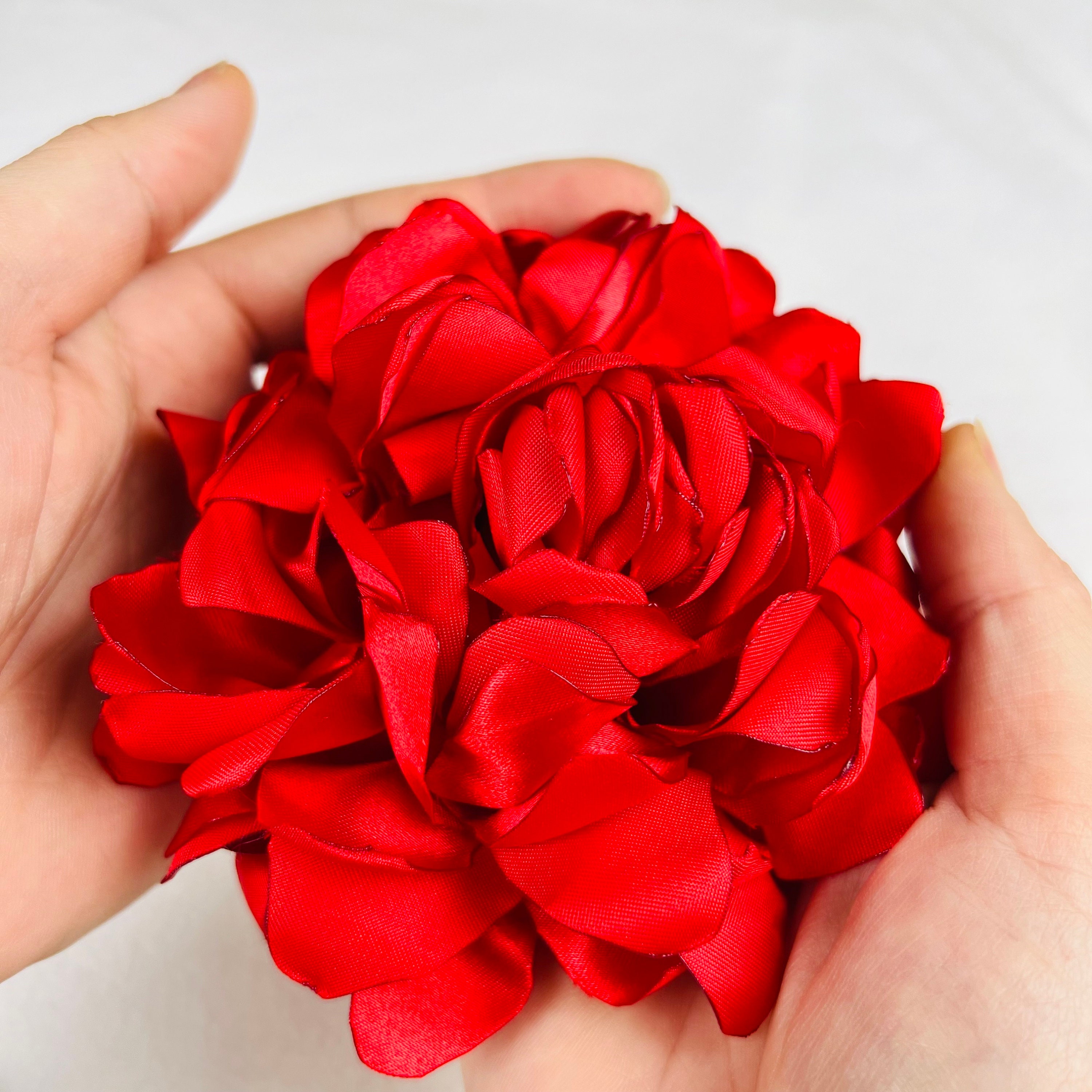 Large Red Fabric Flower Brooch, Satin Pin Rose, Flower Gift - Etsy