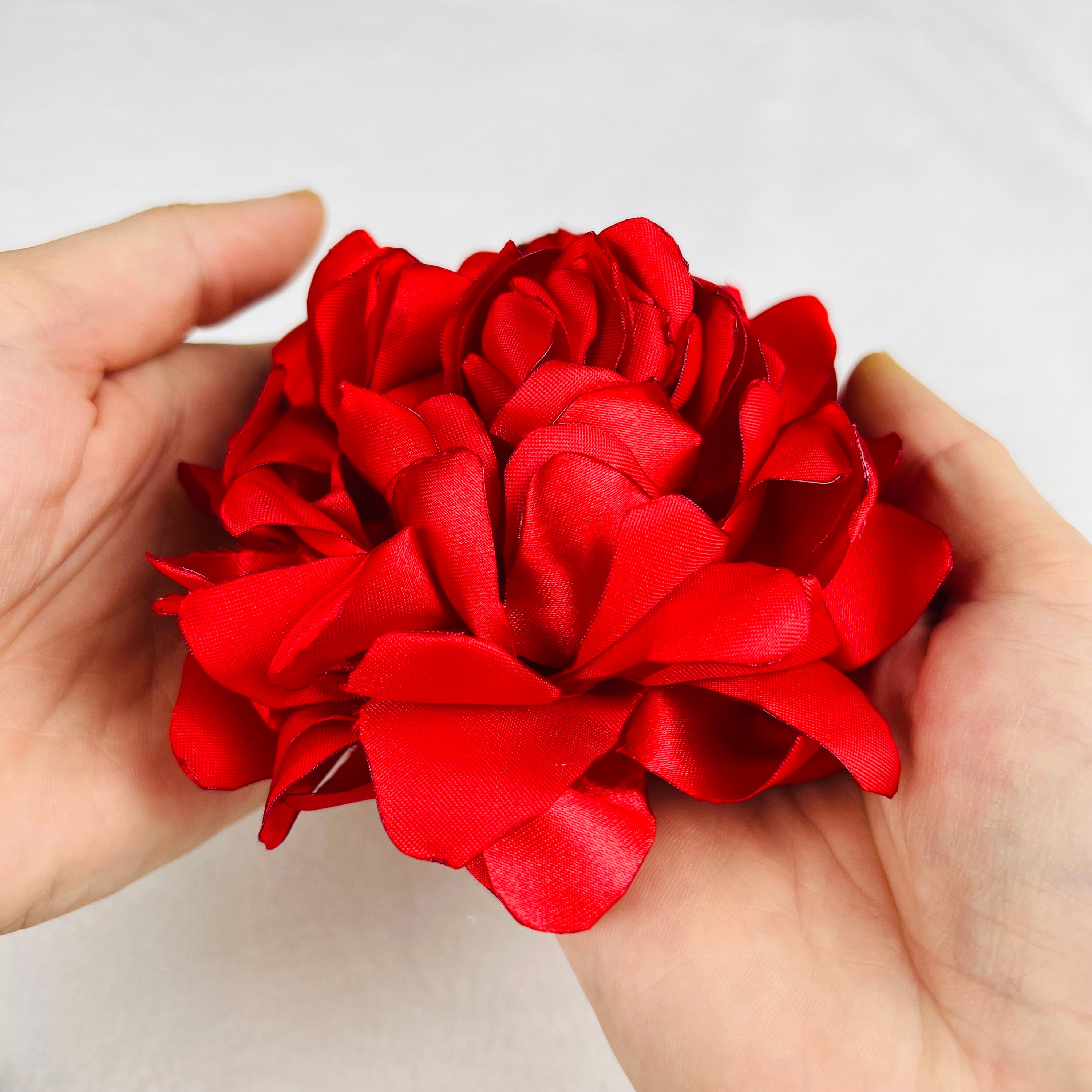 Large Red Fabric Flower Brooch, Satin Pin Rose, Flower Gift - Etsy