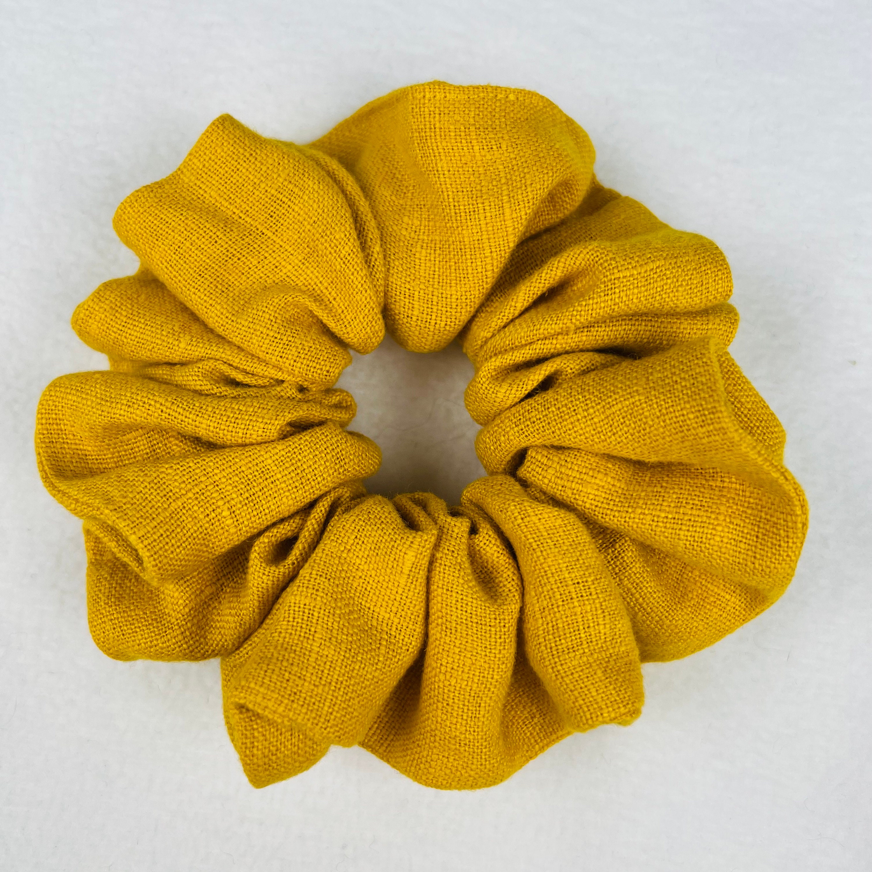 Oversized Yellow Linen Scrunchie, Hair Scrunchie, Hair Tie - Etsy