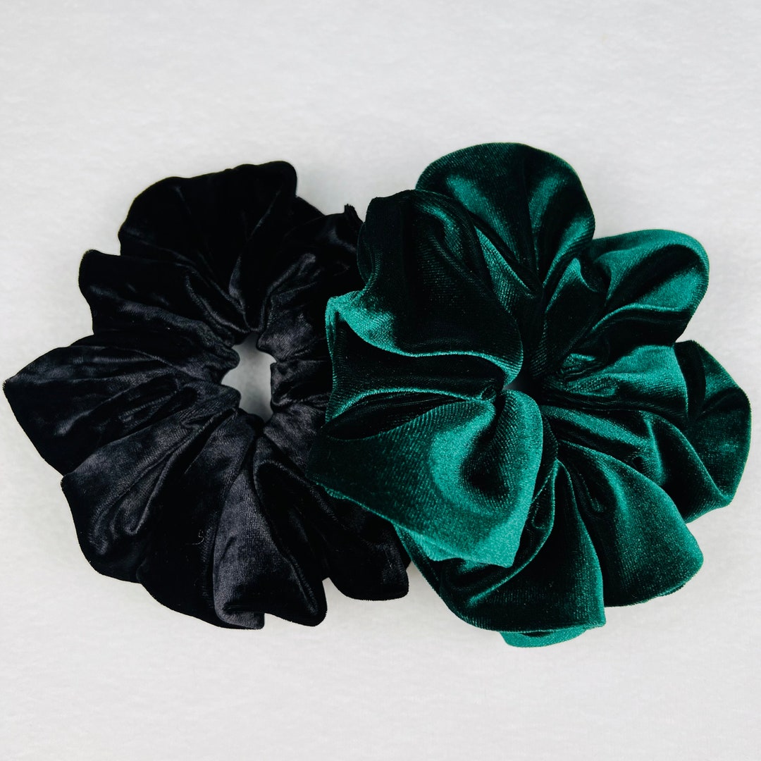 Oversized Velvet Scrunchie SET of 2, Black and Green Christmas Gift ...