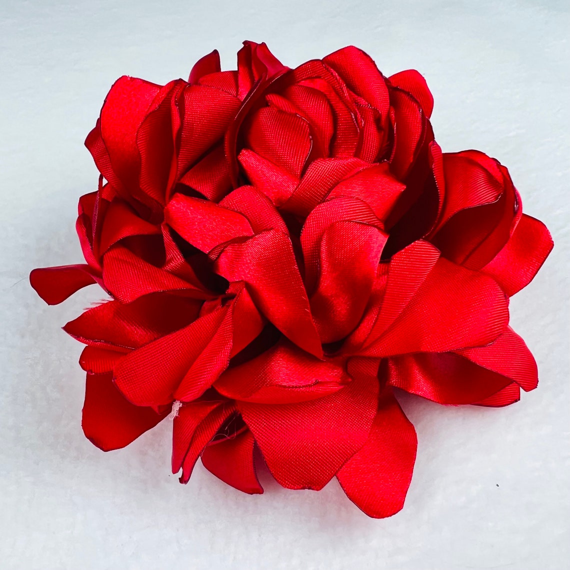 Large Red Fabric Flower Brooch, Satin Pin Rose, Flower Gift - Etsy