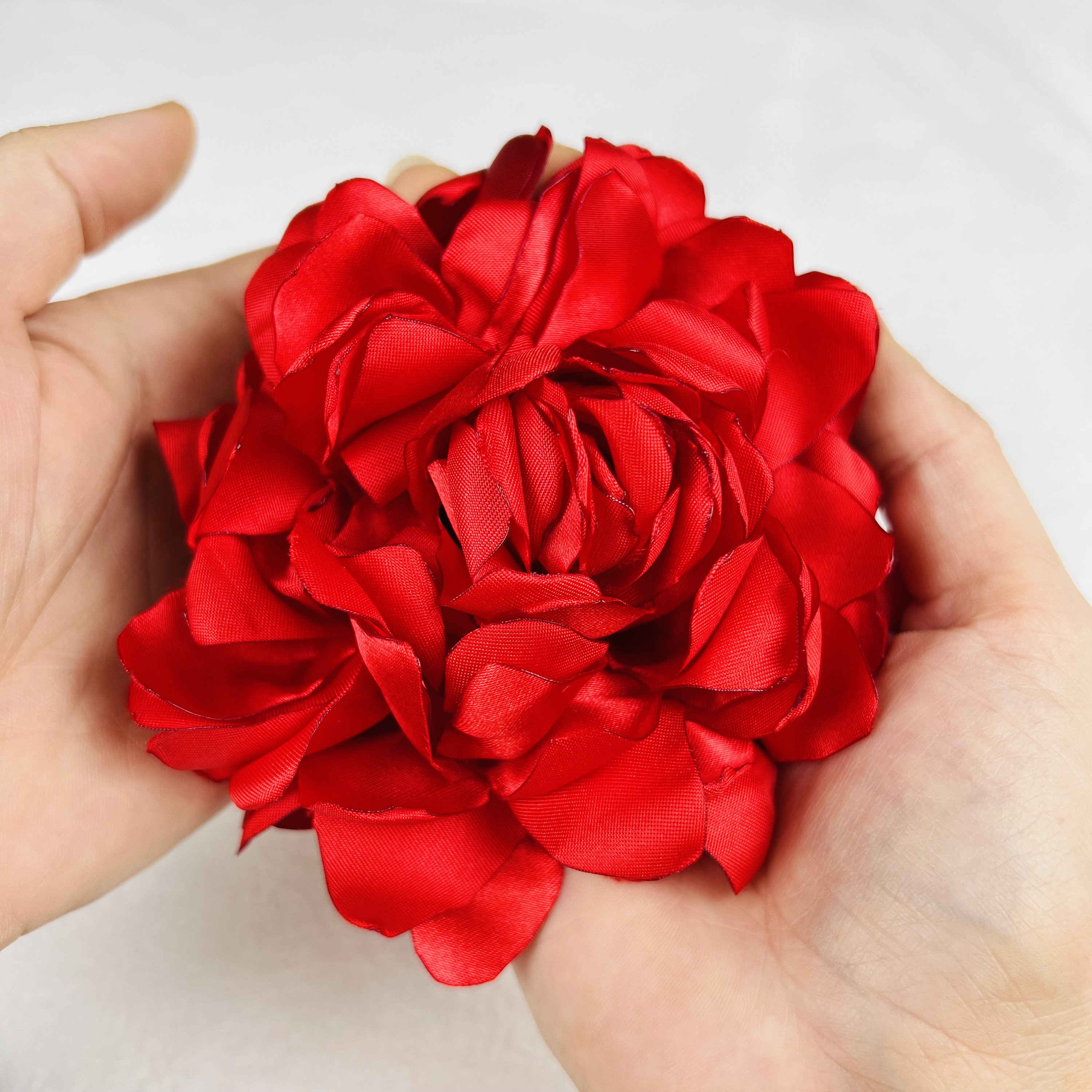 Large Red Fabric Flower Brooch, Satin Pin Rose, Flower Gift - Etsy