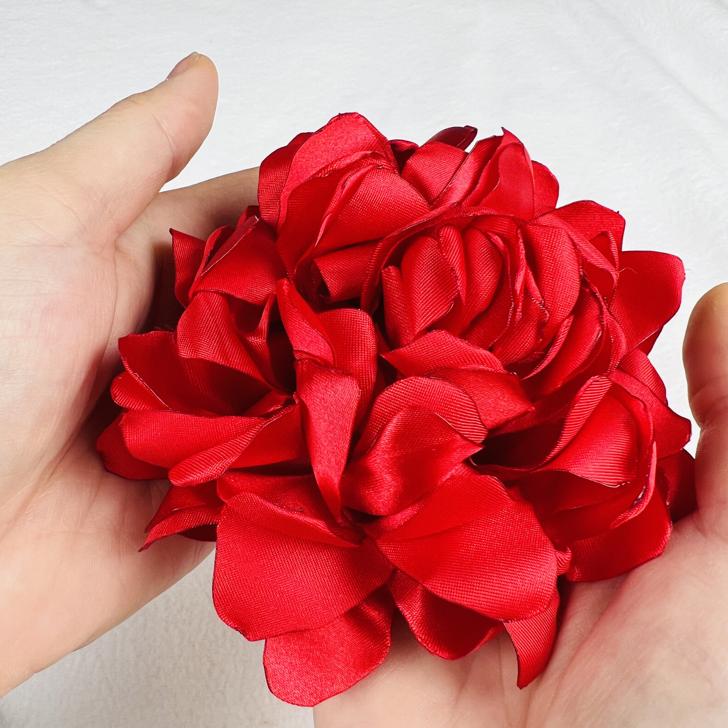 Large Red Fabric Flower Brooch, Satin Pin Rose, Flower Gift - Etsy