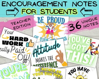 Printable Encouragement Notes for Students: Teacher Compliment Cards ...