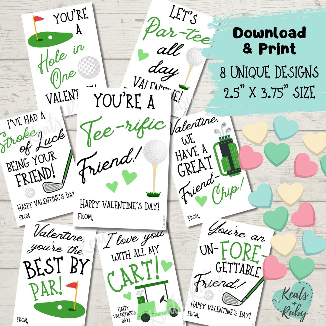 Golf Valentine's Day Cards for Kids - 8 Unique Designs | Golfing ...
