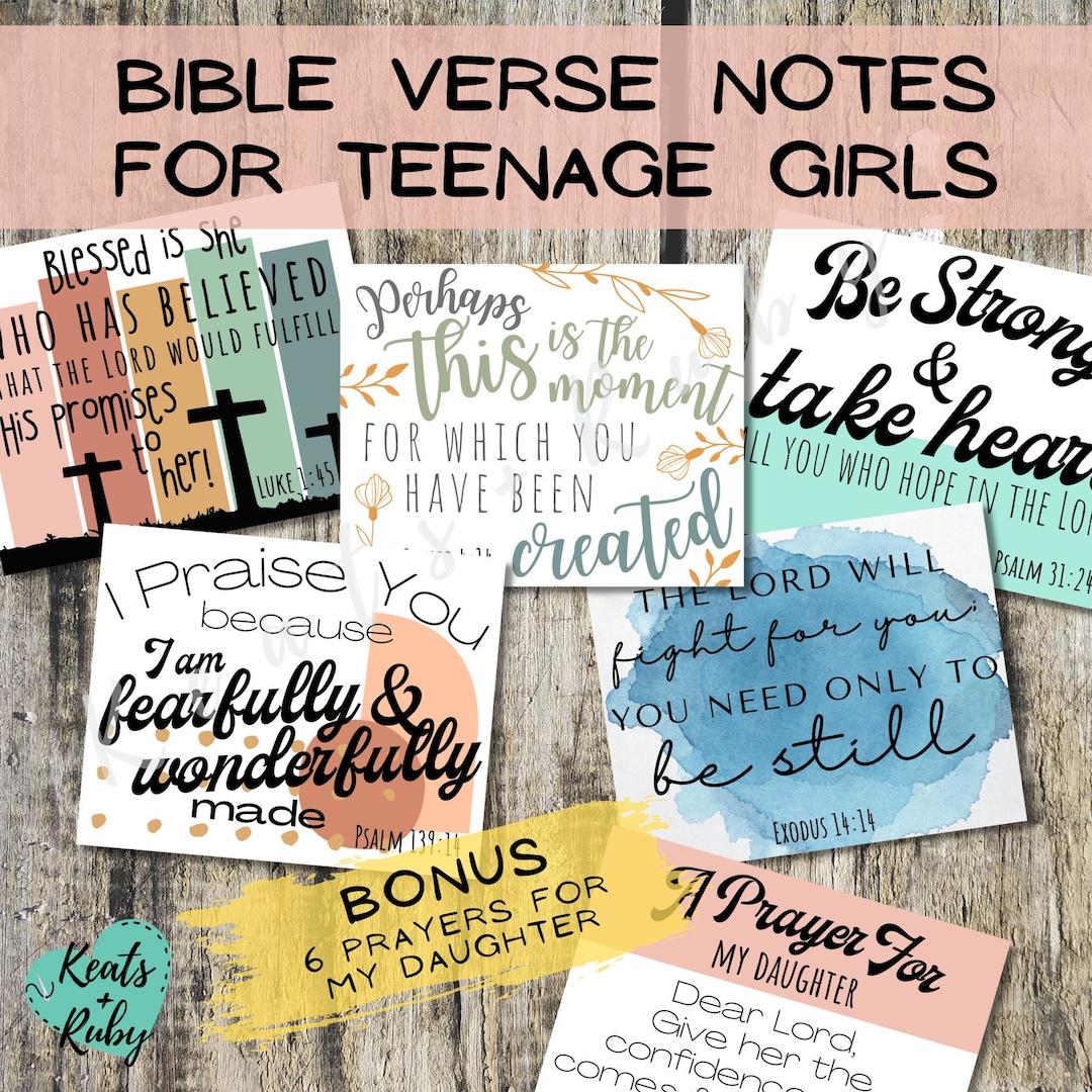 Teen Girl Bible Verse Notes: Scripture Encouragement Cards (printable ...