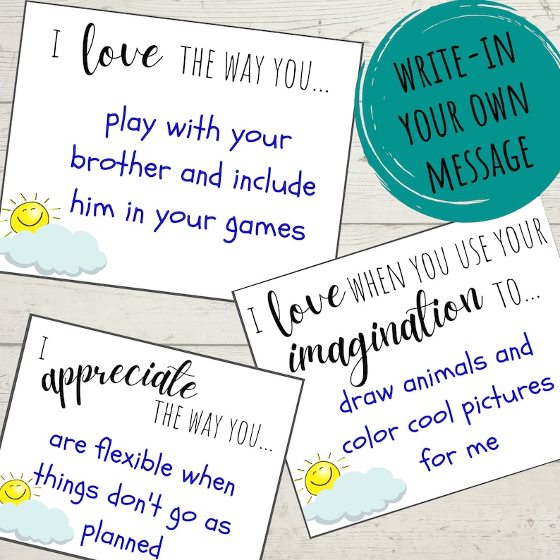 PRINTABLE Notes for Kids Write-in Encouragement Cards - Etsy